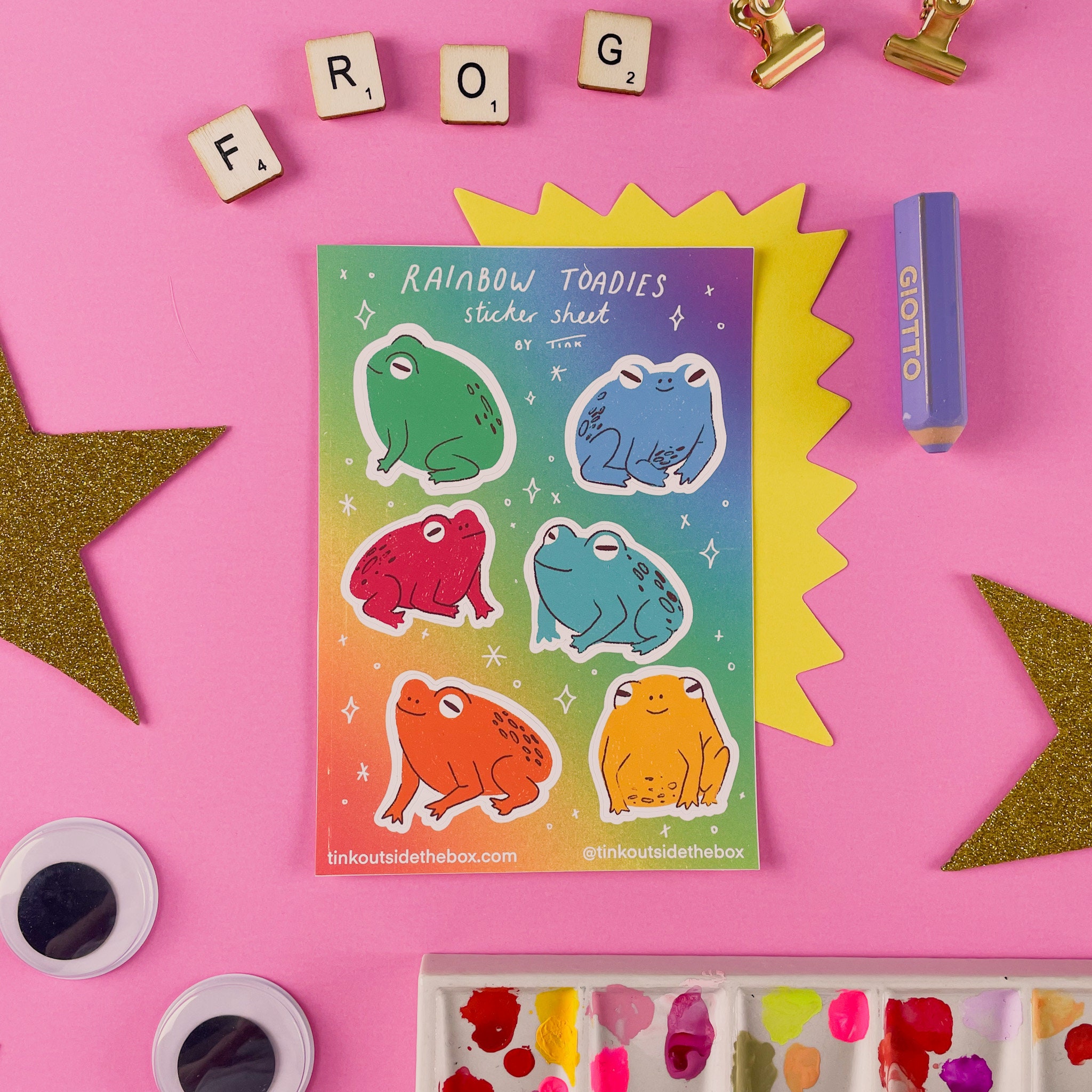 Paper & Party Supplies Stickers Frog Vinyl Sticker Sheet etna.com.pe