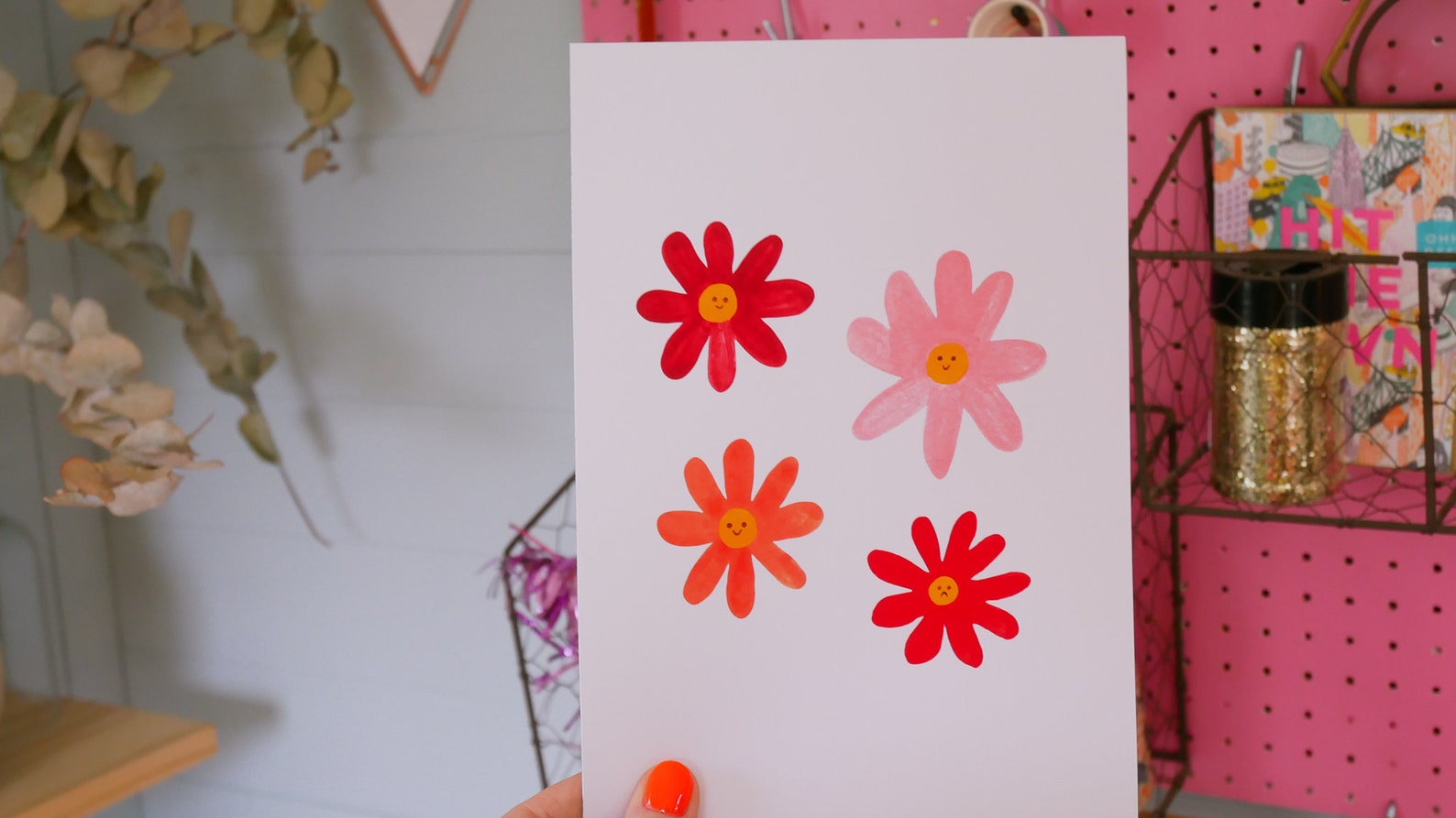 Happy + Sad Flower Painting, Botanical Print, Floral Wall Art ...