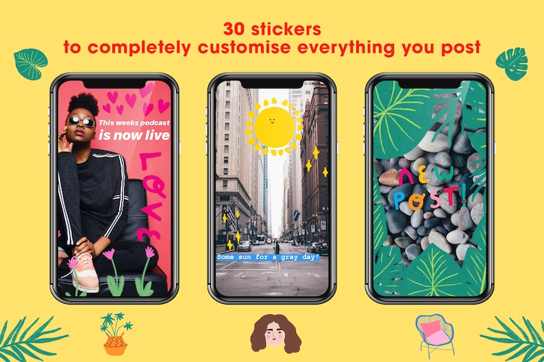 Hand Drawn Social Media Stickers, Illustrated Digital Sticker Pack ...