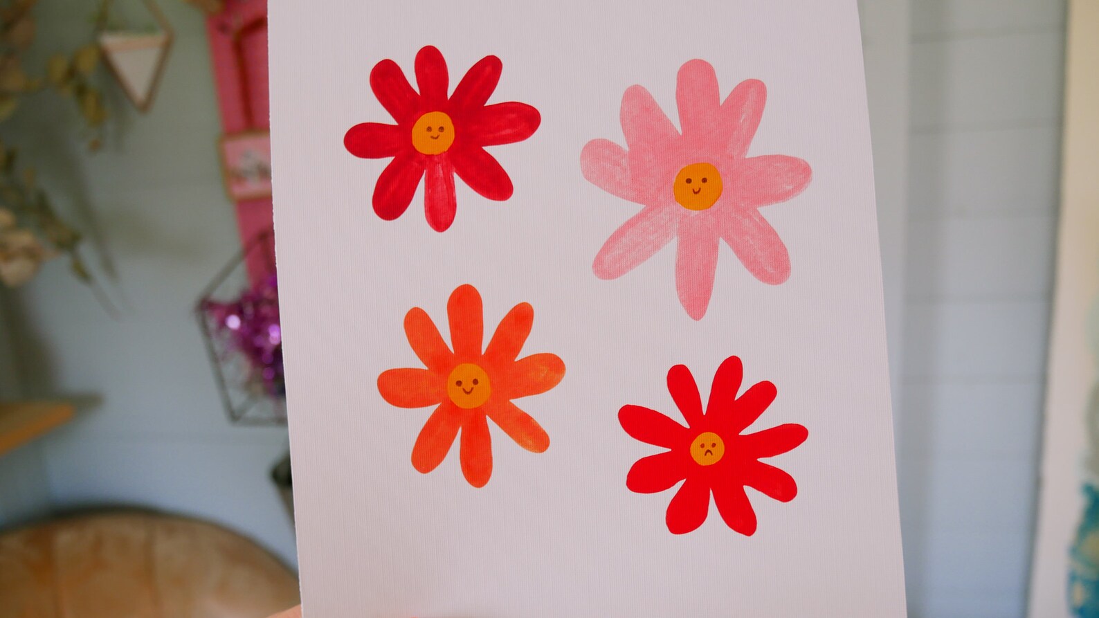 Happy + Sad Flower Painting, Botanical Print, Floral Wall Art ...