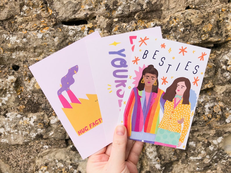 Illustrated Postcard Packs Mini Art Print Set | Etsy