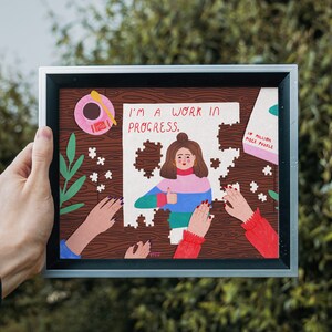 I'm a Work in Progress Art Print, Self Care Illustration, UK Printed ...