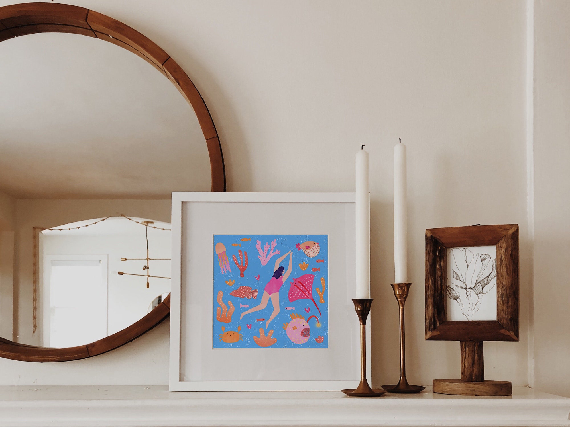 Deep Sea Diver Art Print Nautical Decor Coastal Wall Art | Etsy