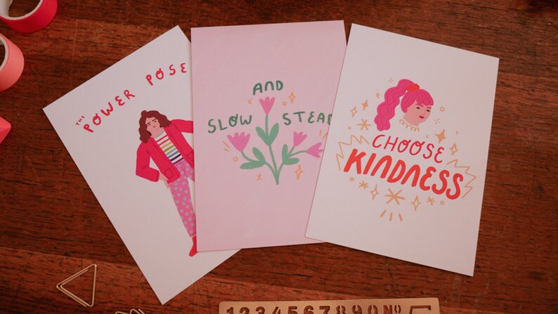 Illustrated Postcard Packs Mini Art Print Set | Etsy