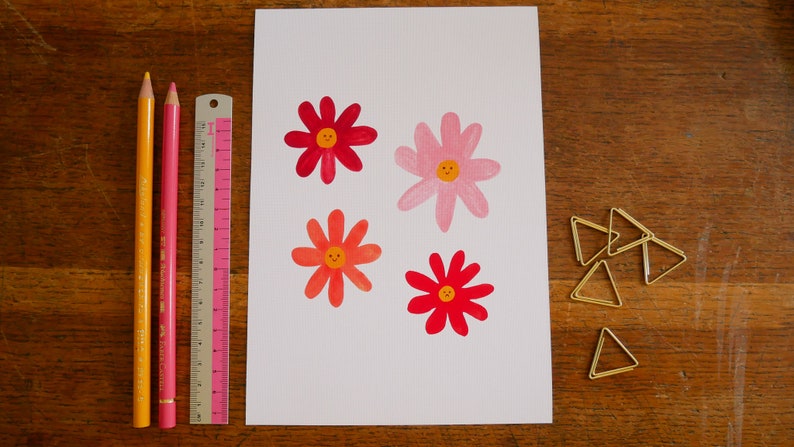 Happy + Sad Flower Painting, Botanical Print, Floral Wall Art ...