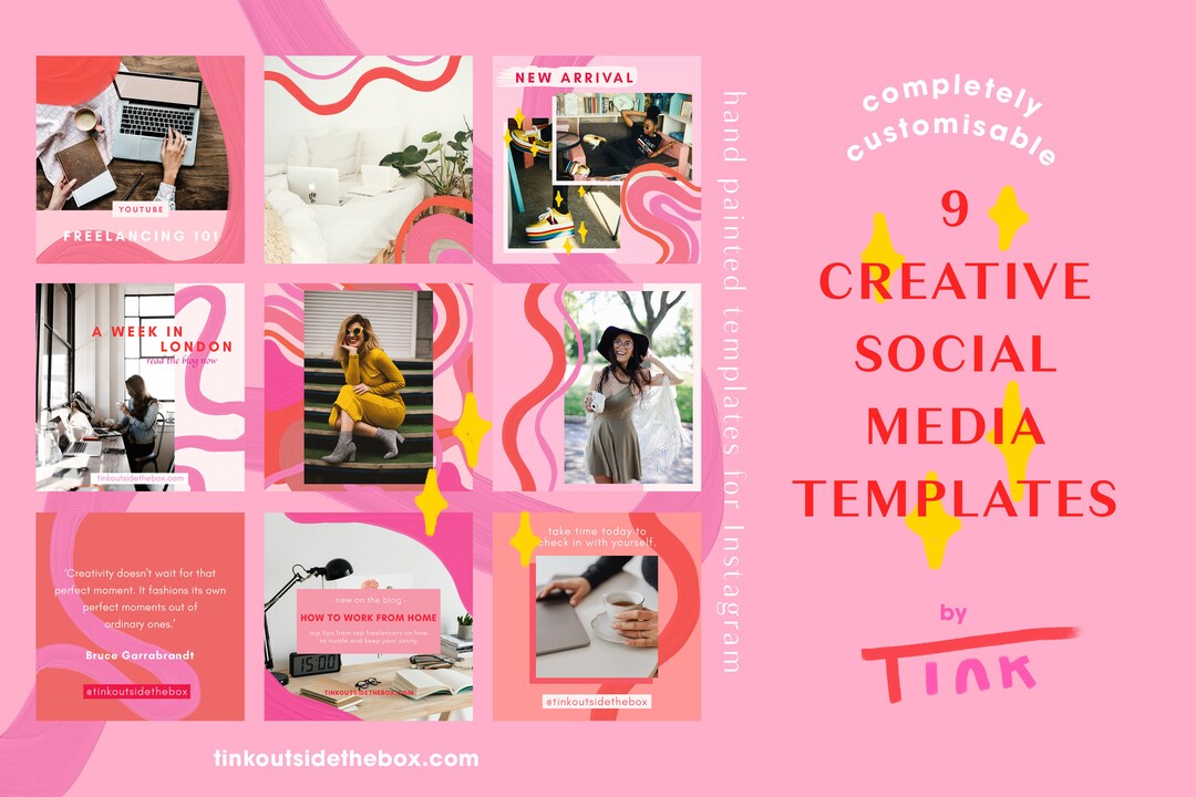 Hand Drawn Social Media Templates | Customisable PSD (digital Download ...