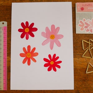 Happy + Sad Flower Painting, Botanical Print, Floral Wall Art ...