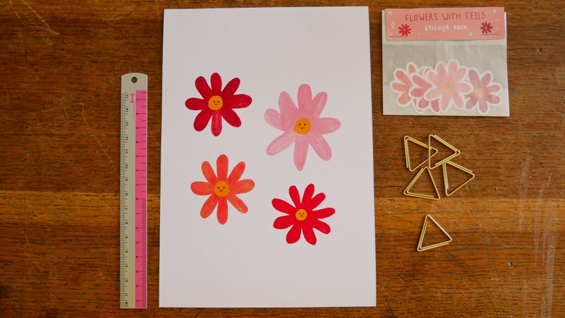 Happy + Sad Flower Painting, Botanical Print, Floral Wall Art ...