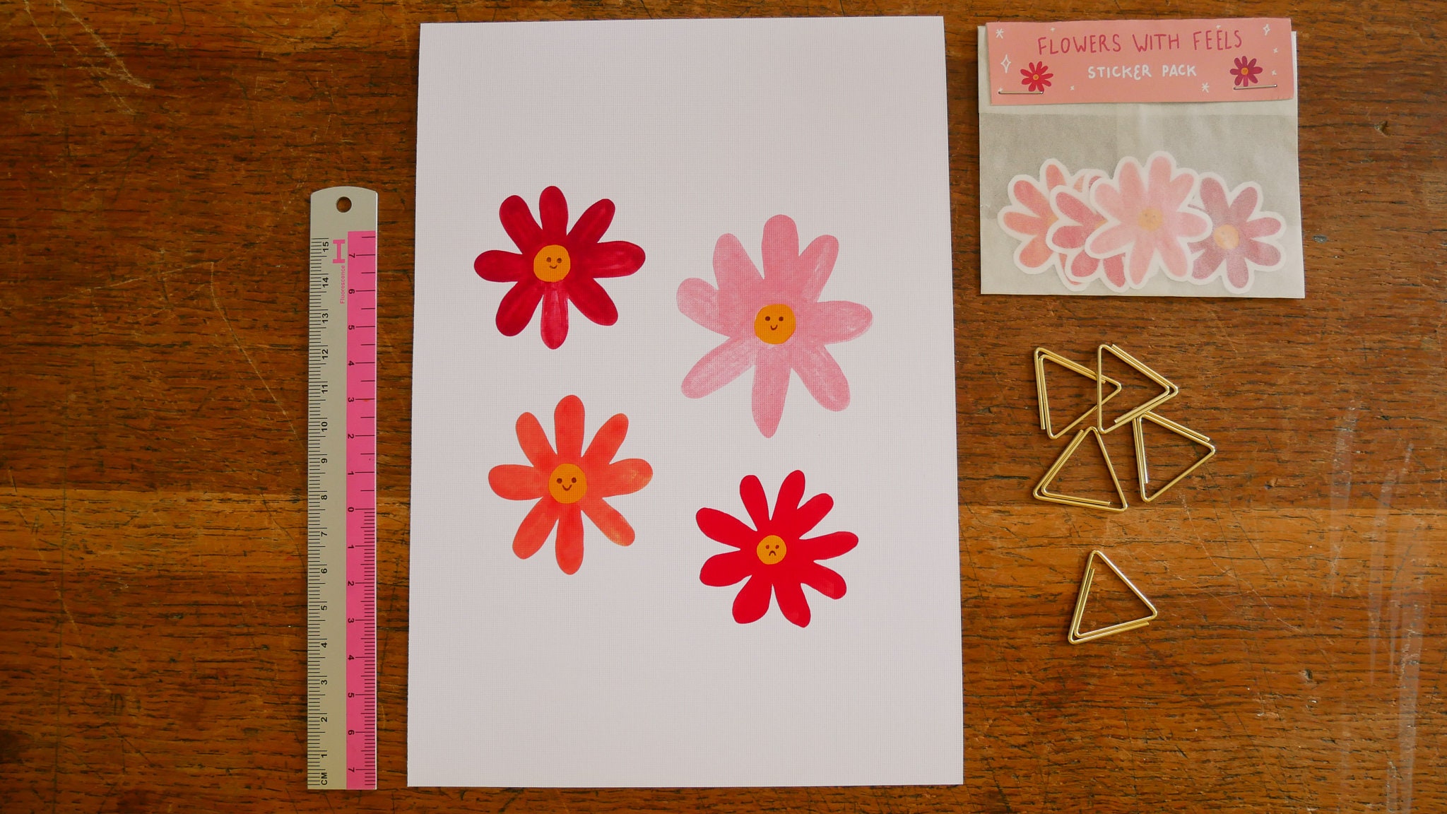 Happy + Sad Flower Painting, Botanical Print, Floral Wall Art ...