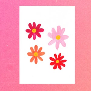 Happy + Sad Flower Painting, Botanical Print, Floral Wall Art ...