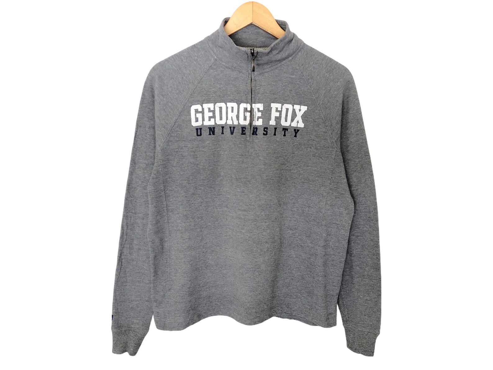 University George Fox Spellout Sweatshirt Long Sleeve Half Zip / Women ...