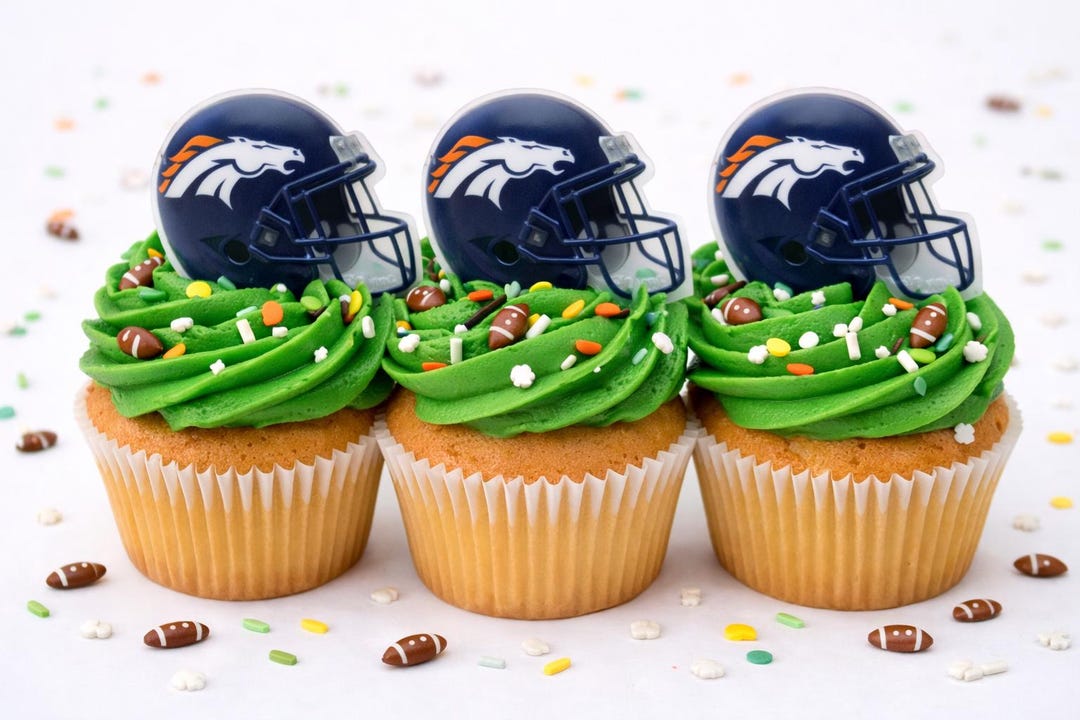 12 Denver Broncos NFL Football Cupcake Rings Toppers - Etsy