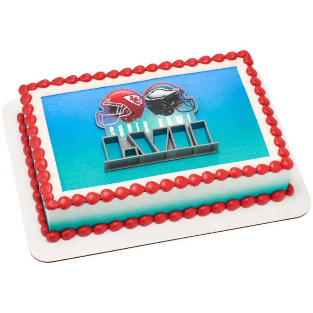 New Superbowl Super Bowl LVII Chiefs Eagles Helmet Football Cake Layon ...