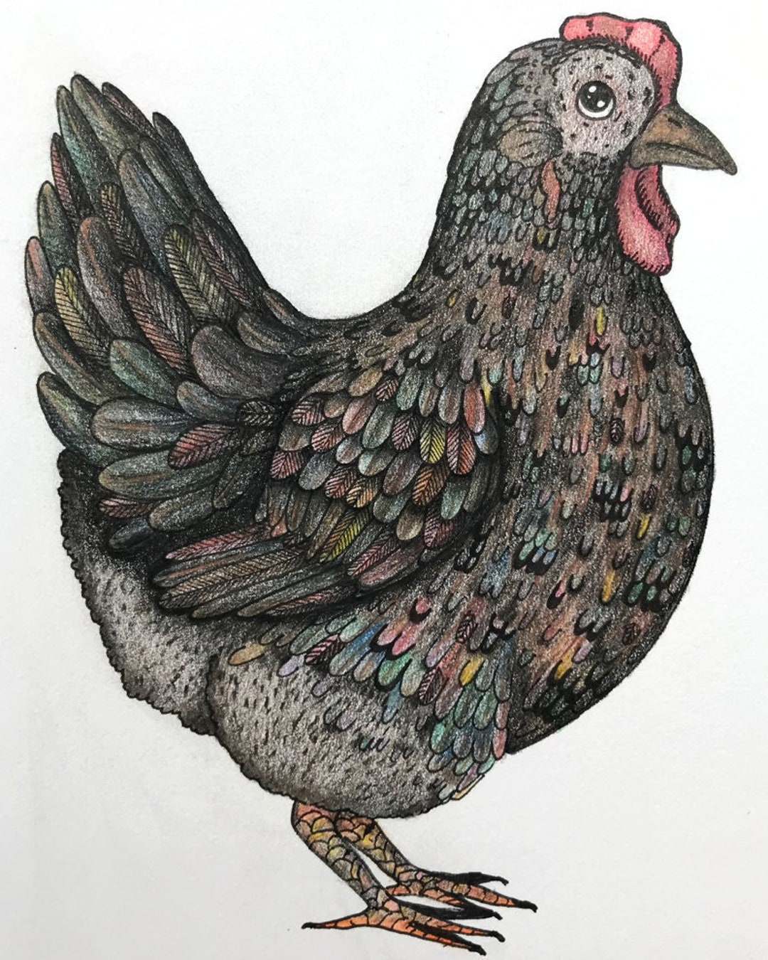 Colourful Chicken Wall Art, Printable Instant Digital Download, Hen ...
