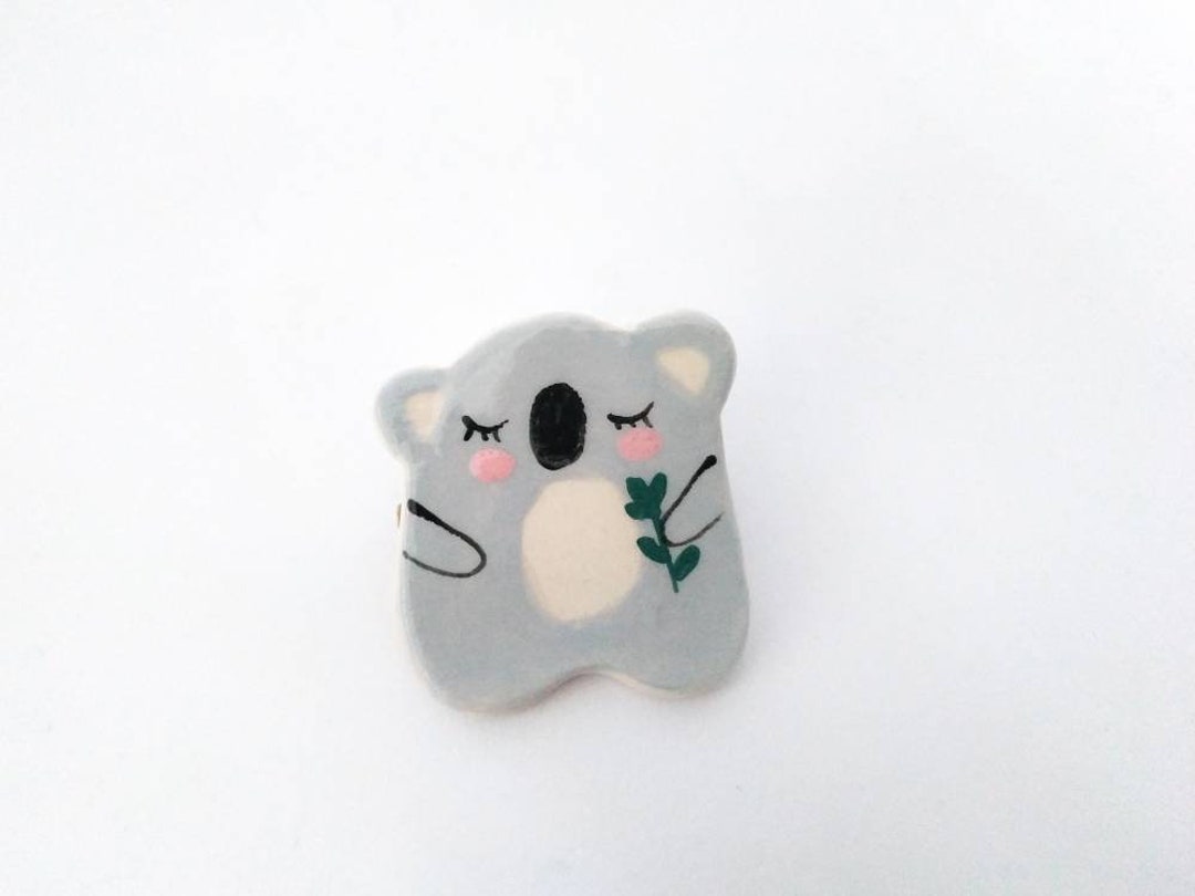 Small Ceramic Koala Brooch Modeled and Decorated by Hand - Etsy