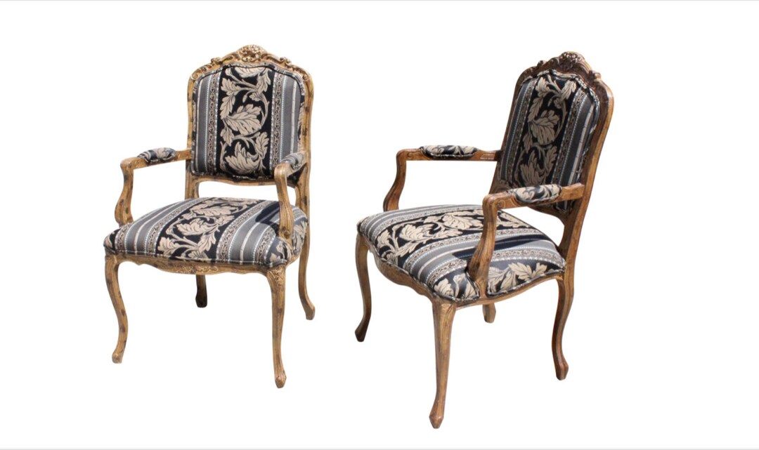 Vintage Rococo Louis XV French Tortoise Wood Bergere Chairs - a Pair - Etsy