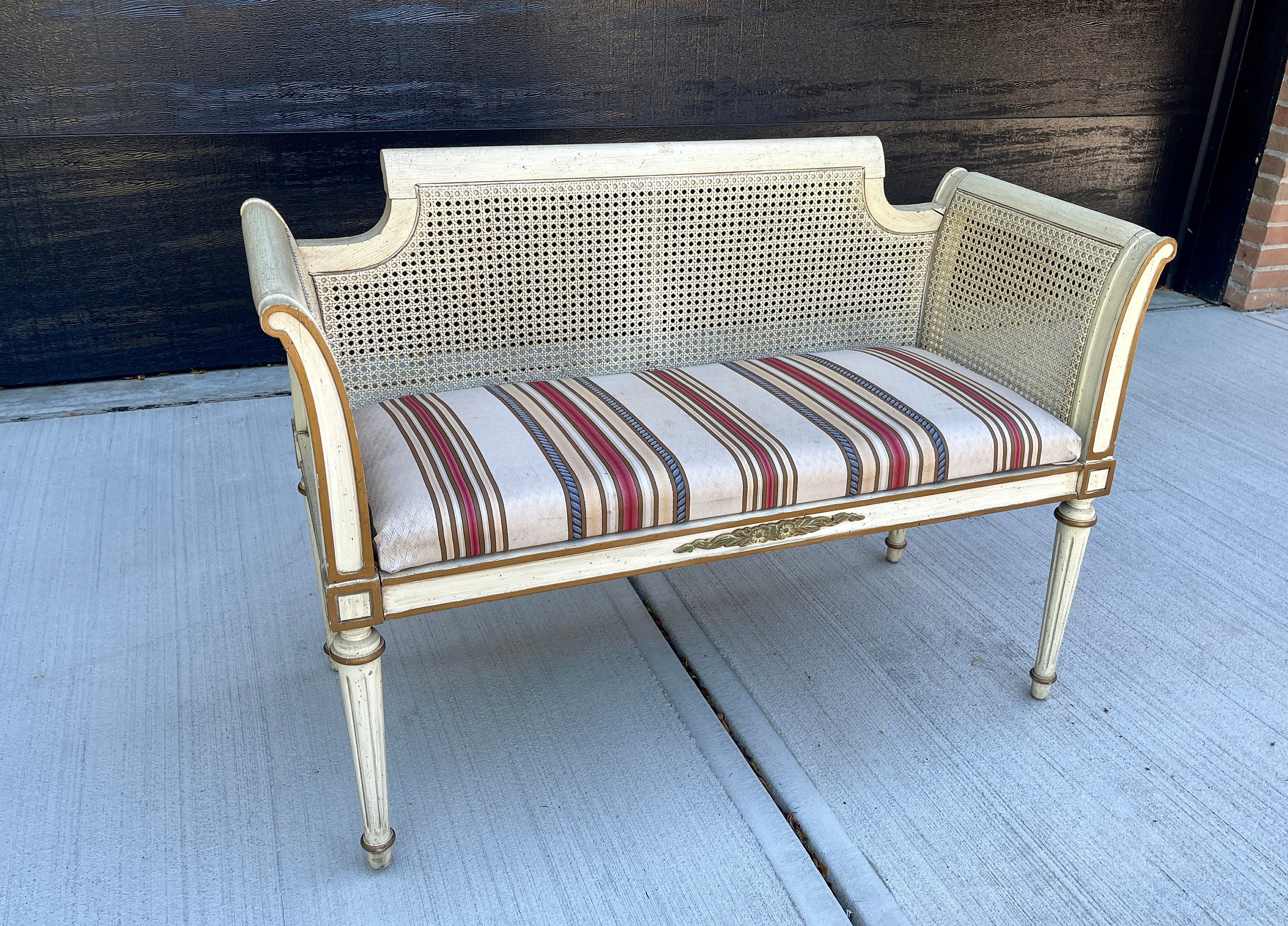 Antique French Louis XVI Cane Settee Loveseat Bench - Etsy
