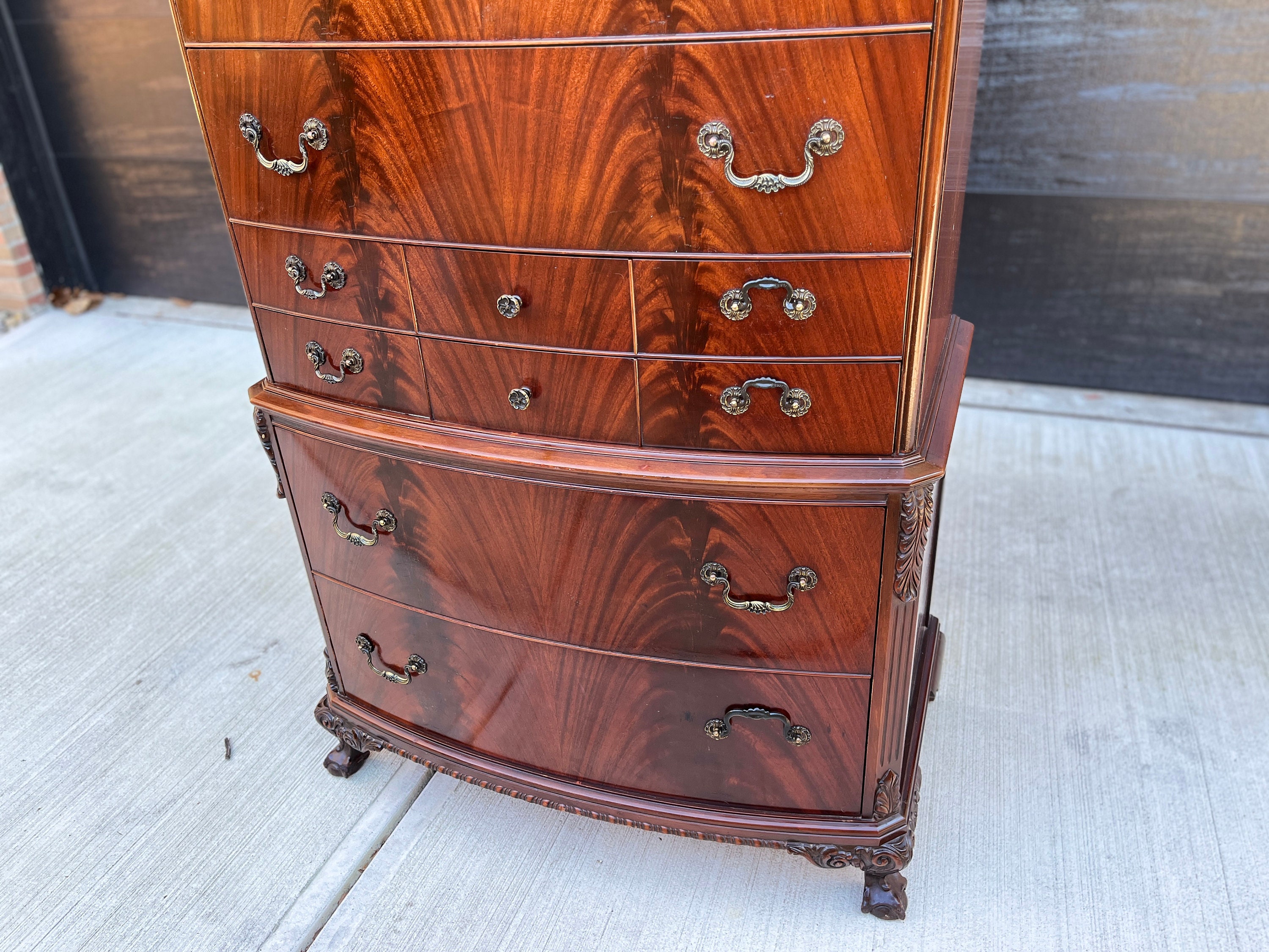 Antique Empire Neoclassic Flame Mahogany Clawfoot Dresser Chest - Etsy