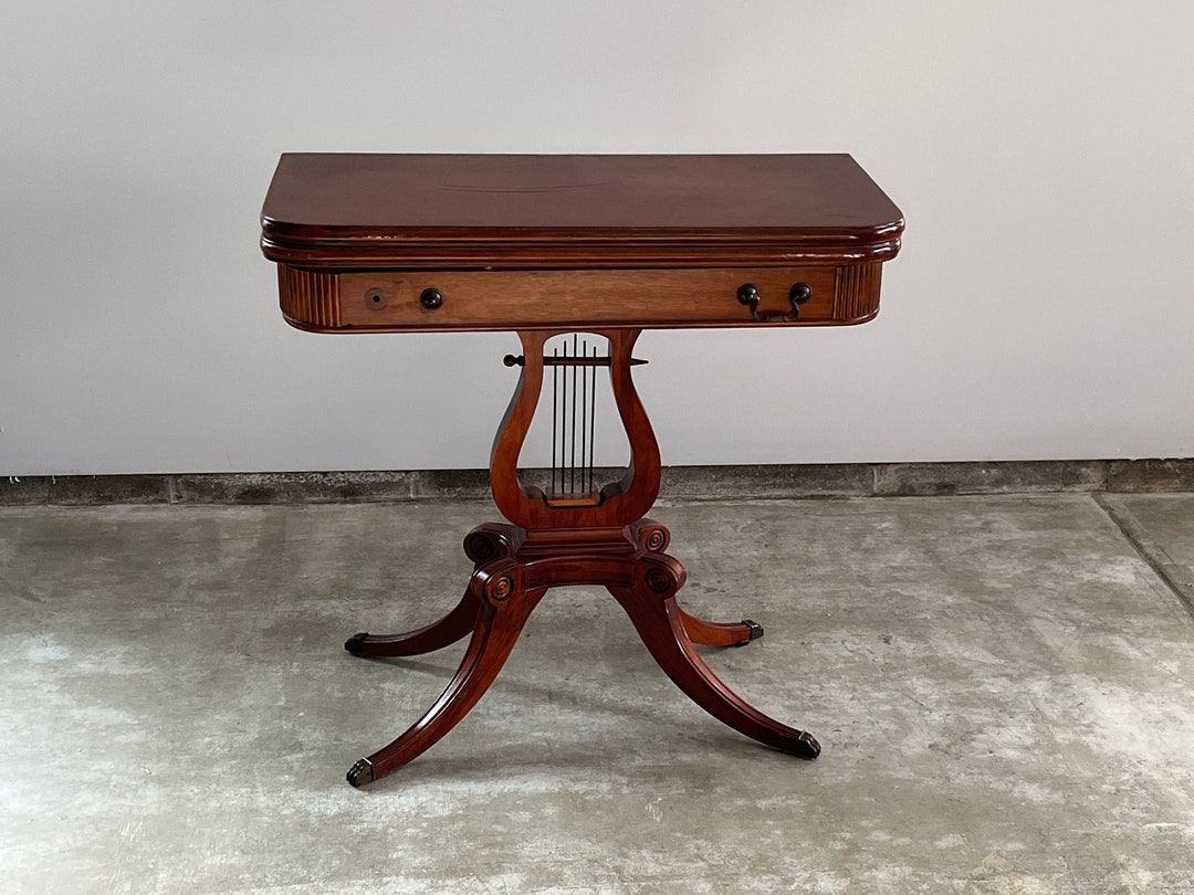 C. 19th Century Antique English Lyre Game Table - Etsy