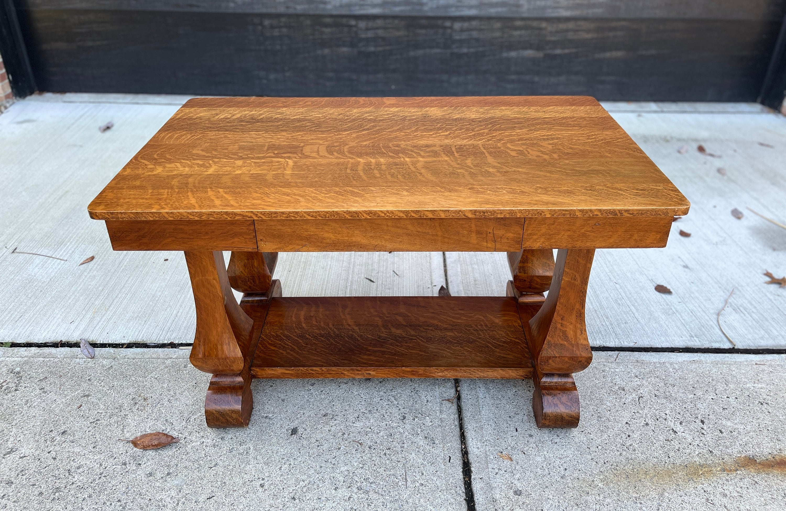 19th Century Antique Tiger Wood Empire Library Console Desk Table - Etsy