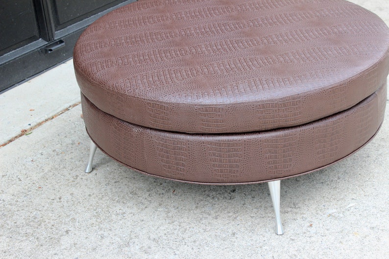 Vintage Mid Century Modern MCM Crocodile Leather Ottoman - Etsy