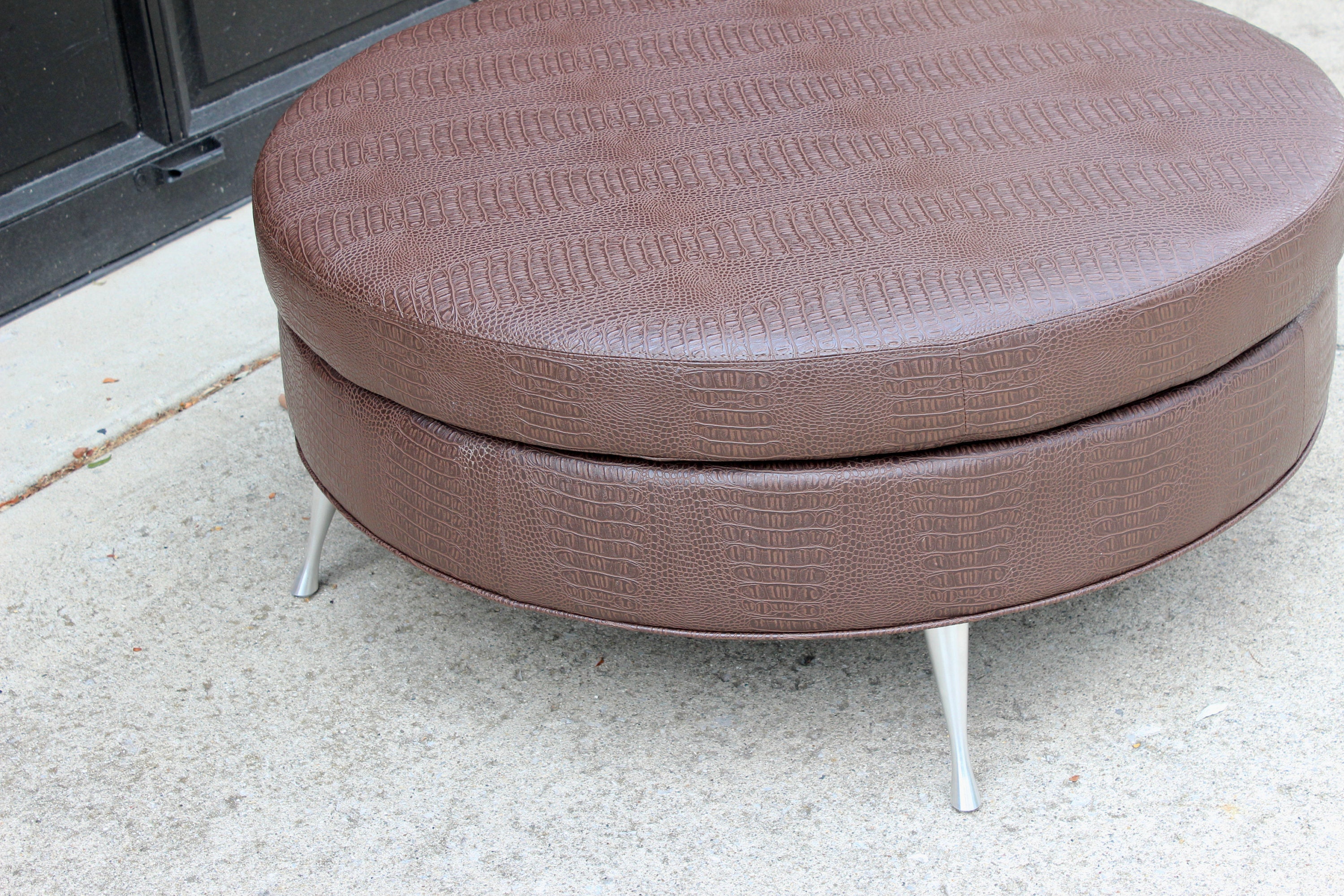 Vintage Mid Century Modern MCM Crocodile Leather Ottoman Coffee Table ...