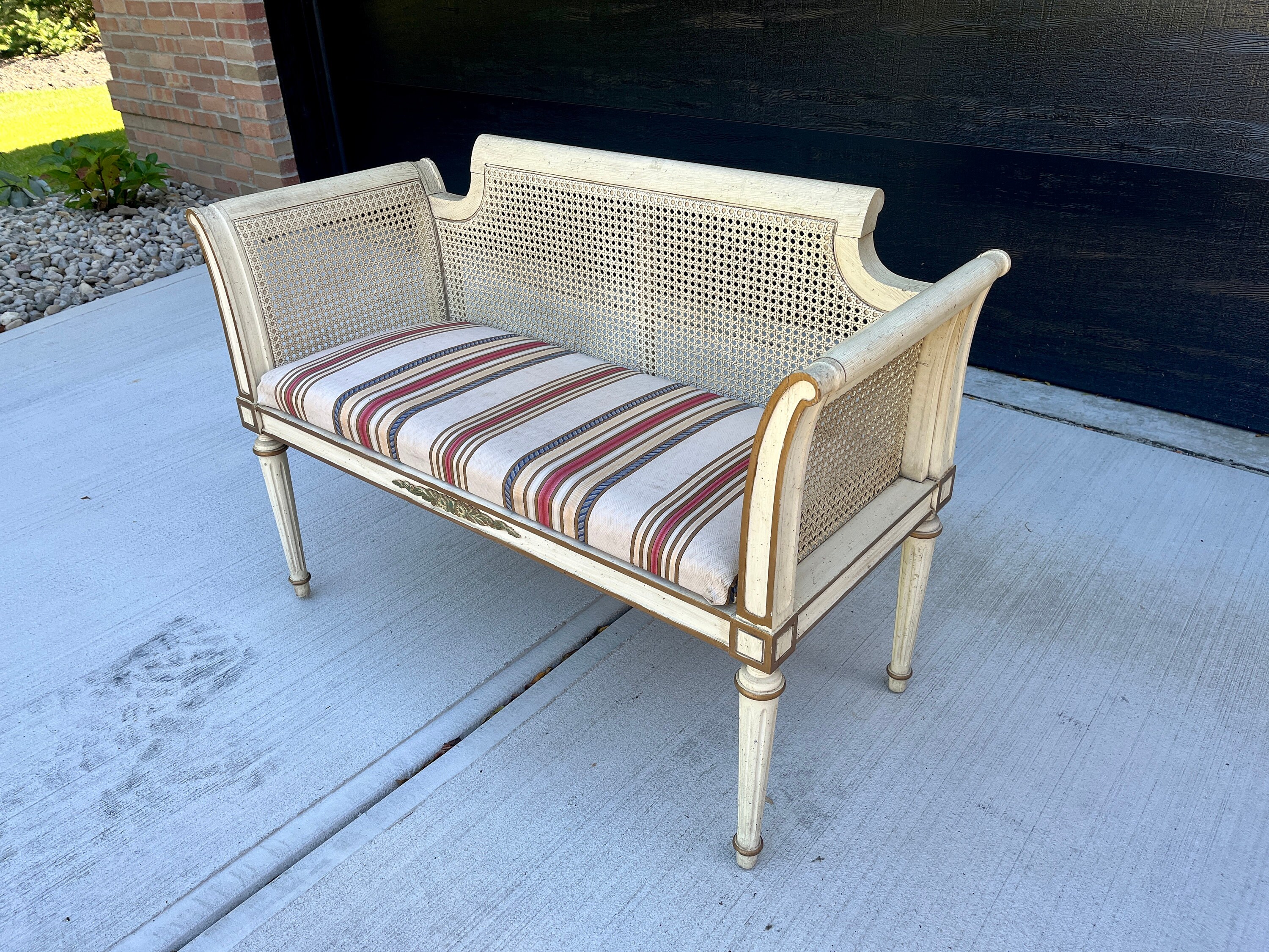 Antique French Louis XVI Cane Settee Loveseat Bench - Etsy