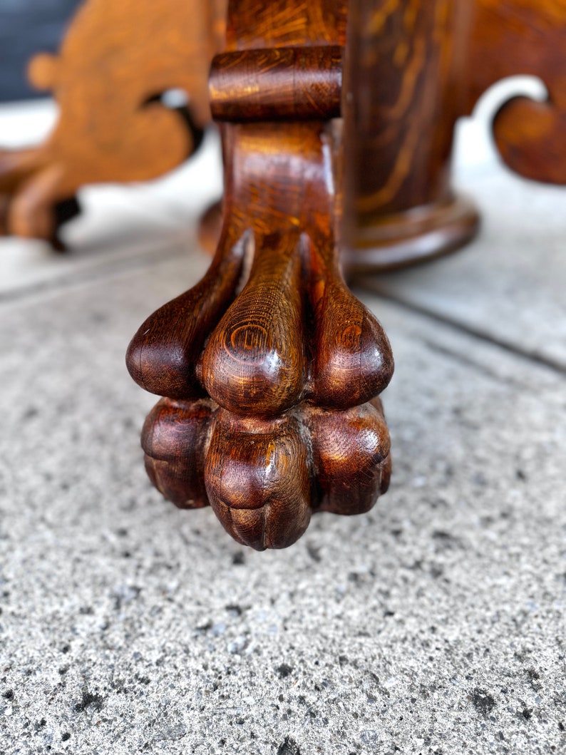 Antique Late 19th Century Tiger Wood Dining Table Claw Feet - Etsy