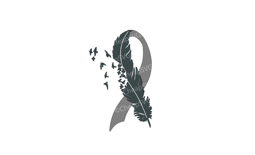 Feather Ribbon Birds Cancer Memorial SVG SFX EPS Cricut Cameo Vector ...
