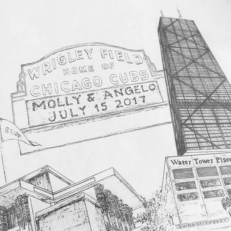 Chicago Landmark Drawing - Etsy