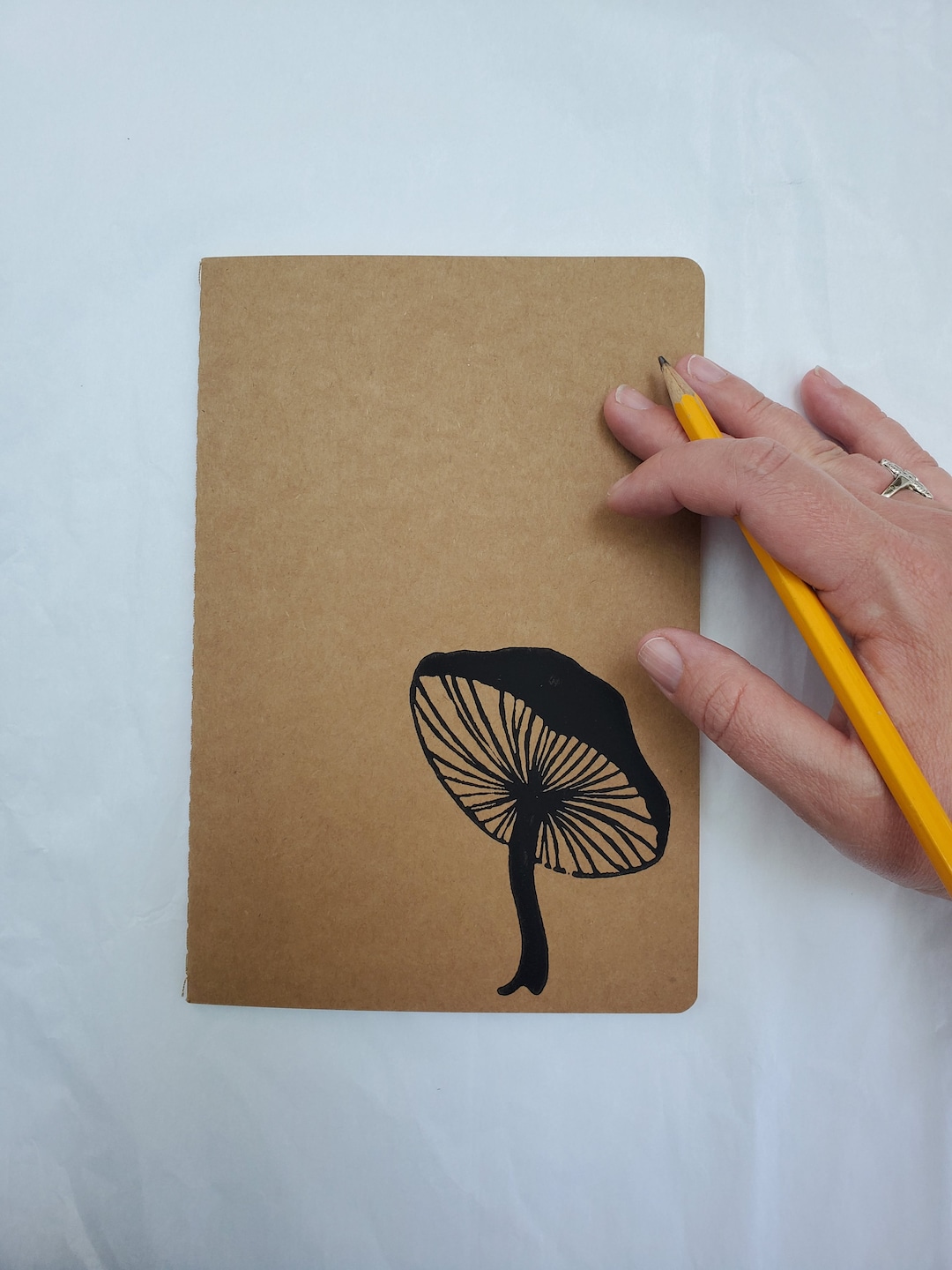 Mushroom Print Journal, Linocut Mushroom Sketchbook, Mushroom Notebook ...