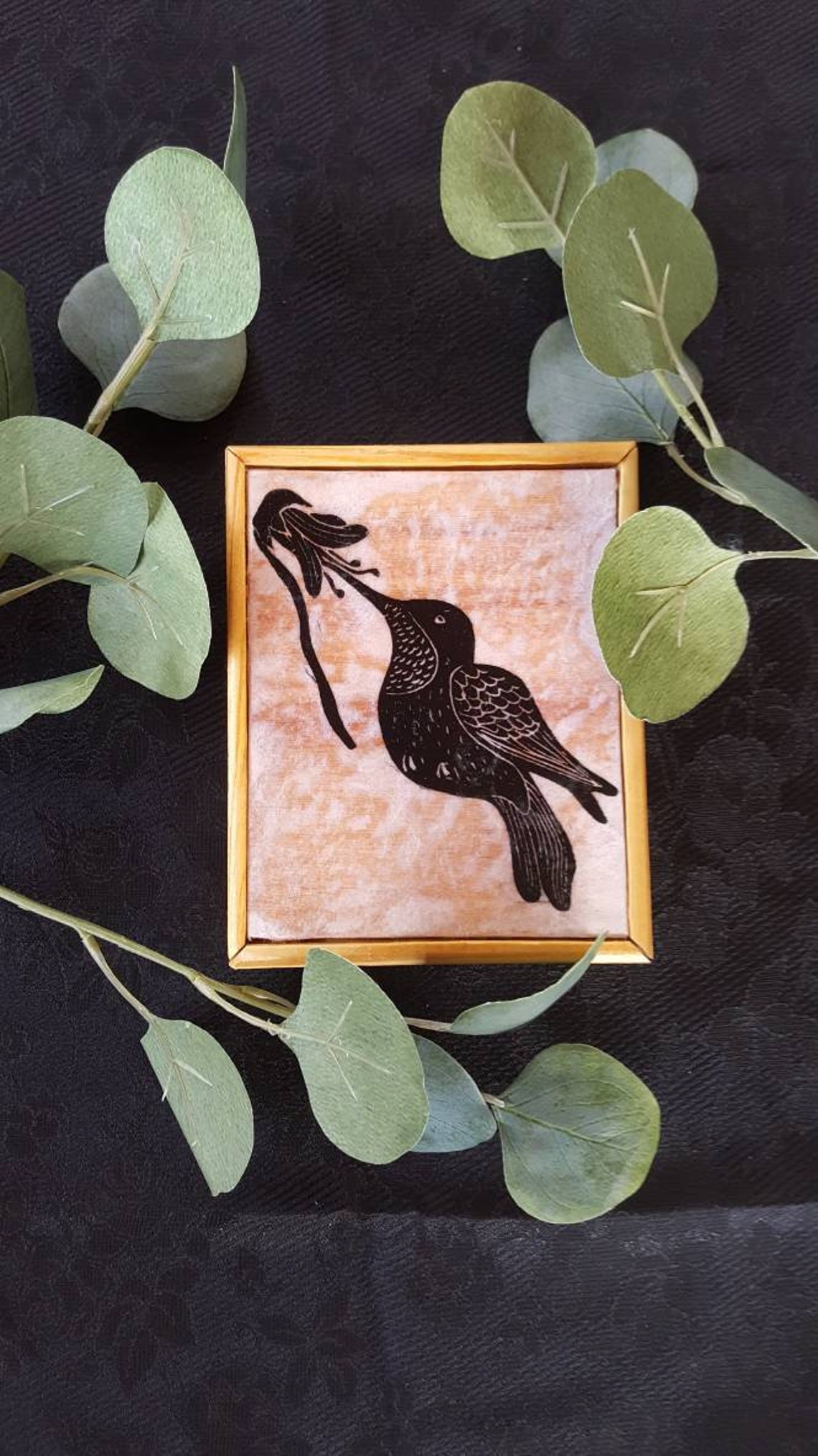 Hummingbird Linoleum Block Print | Etsy