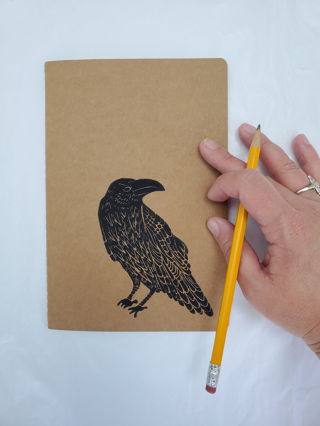 Raven Print Journal, Linocut Raven Sketchbook, Raven Notebook - Etsy