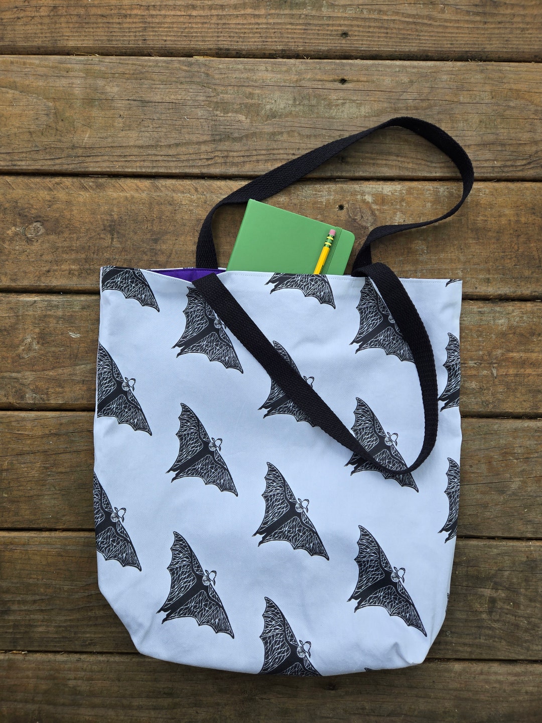 Bat Tote Bag, Bat Print Bag, Large Tote Bag - Etsy