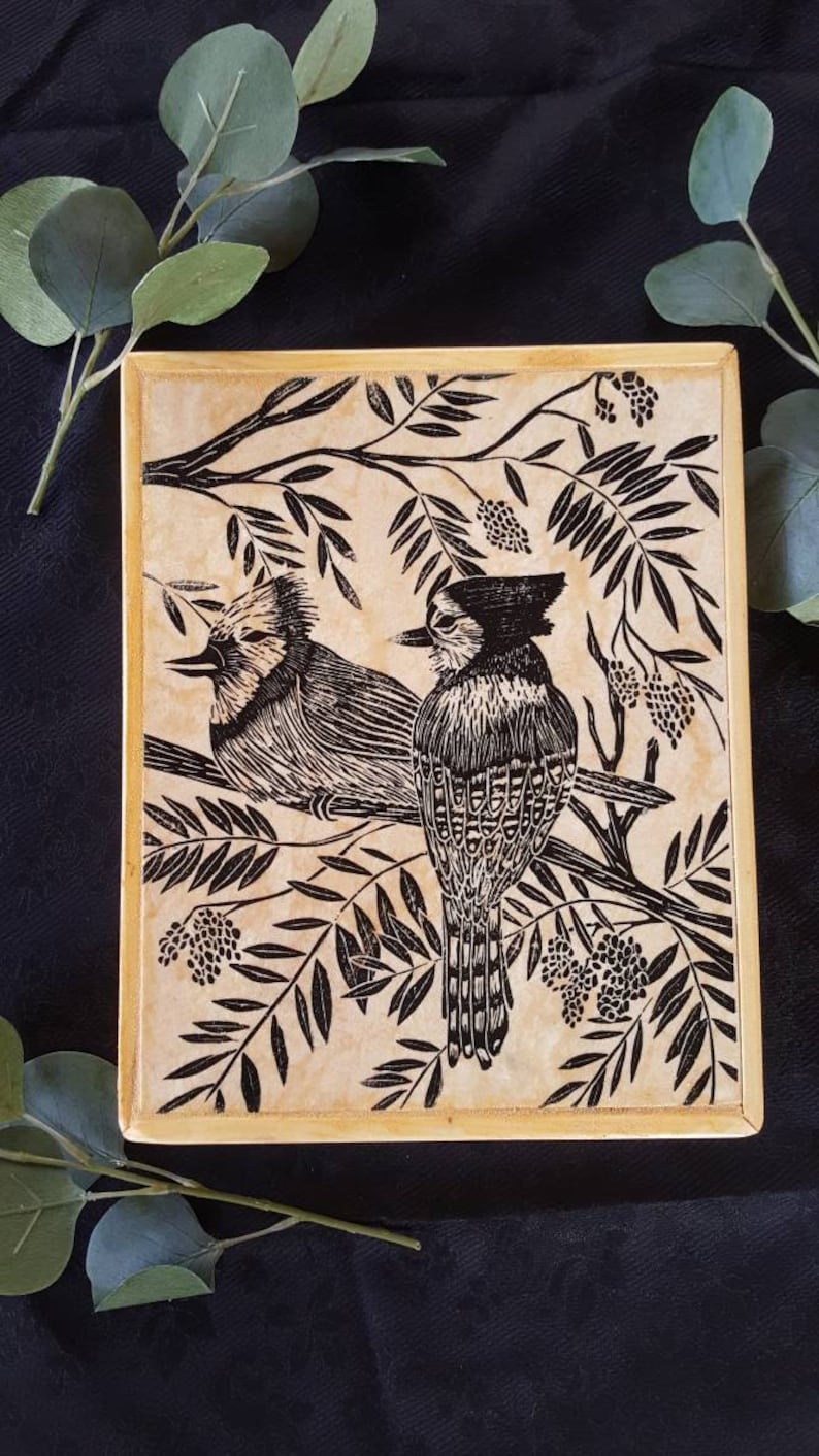 Blue Jay Linoleum Block Print - Etsy