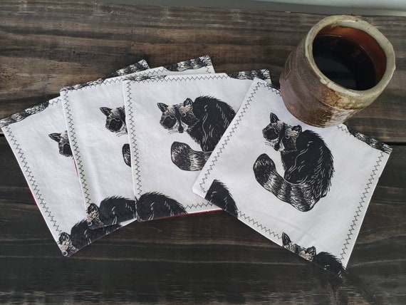 Raccoon Cocktail Napkins Party Napkins Handmade Raccoon | Etsy