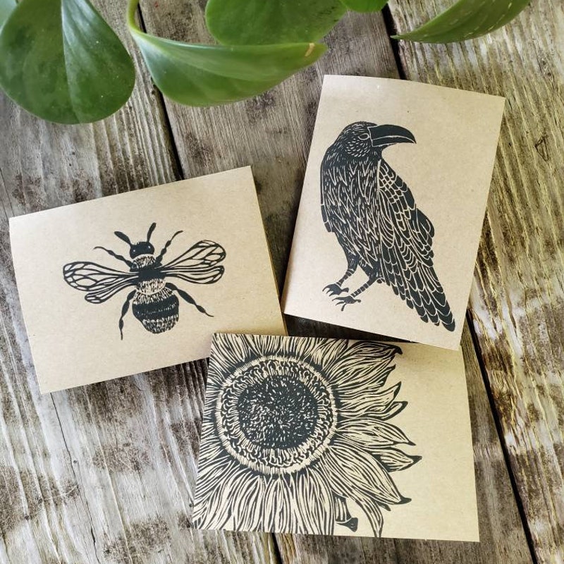 Block Print Cards - Etsy