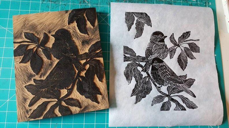 Chickadee Linoleum Block Print - Etsy