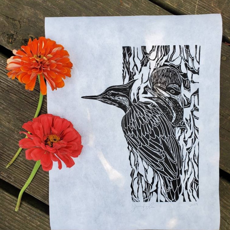 Bird Linocut - Etsy UK