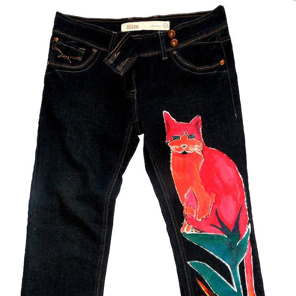 Hand Painted Jeans - Etsy