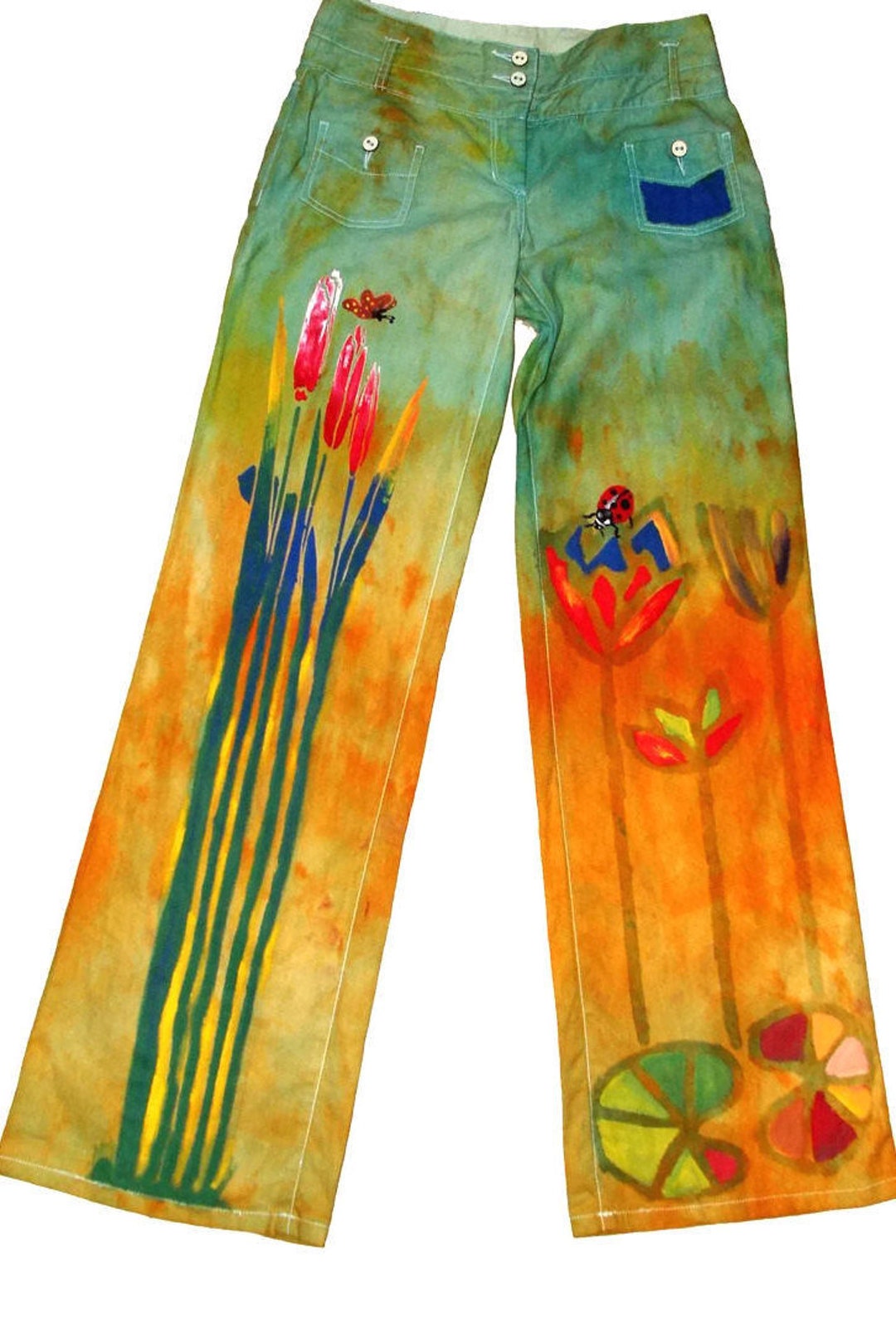 Boho Chic Pants/floral Pants/tie Dye Boho Pants/women's Vintage ...
