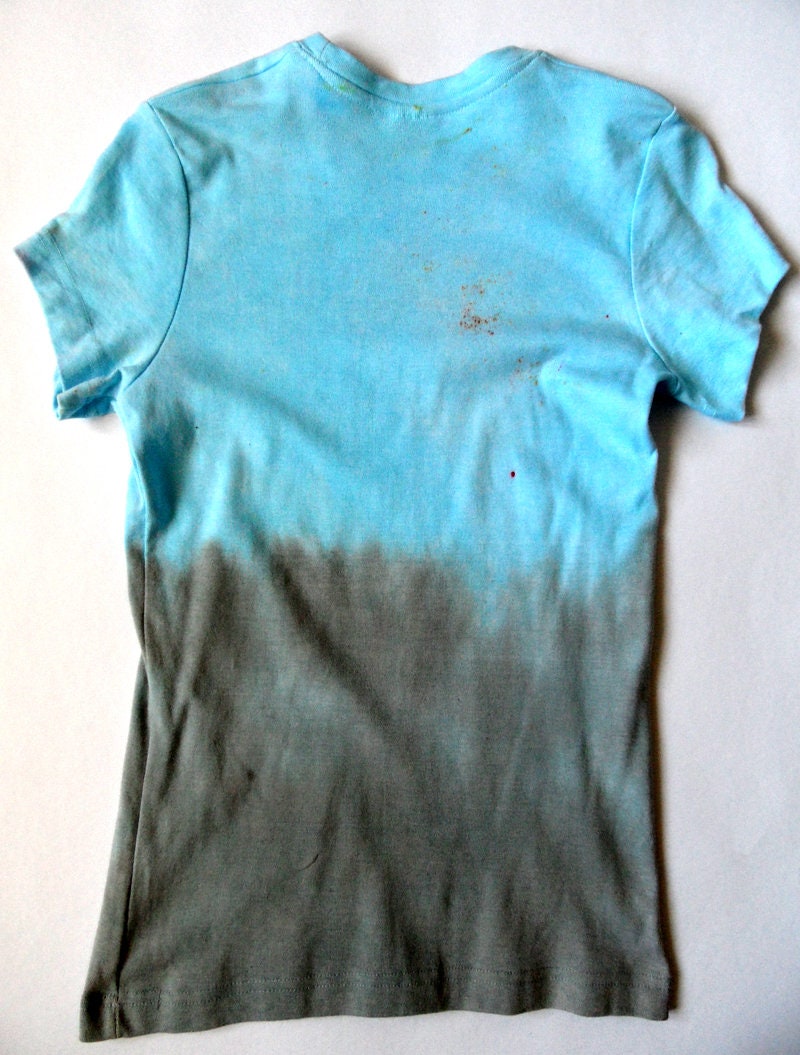 Light Blue Floral Tee-shirt-women's Handmade Tulips Tee-shirt-painted ...