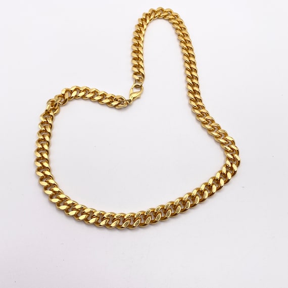 Large curb chain necklace in golden brass in 2 models - Gem