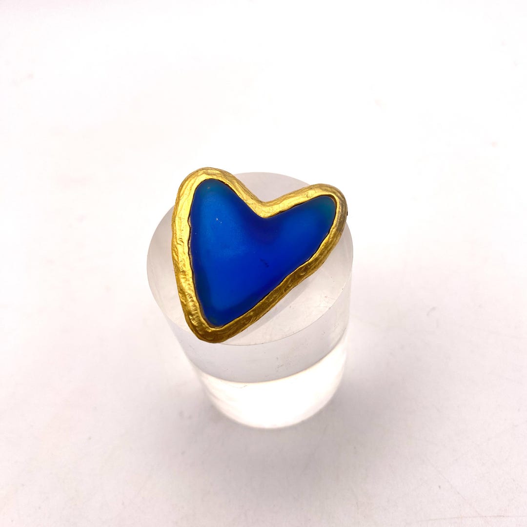 Blue Heart Pins Signed - Etsy