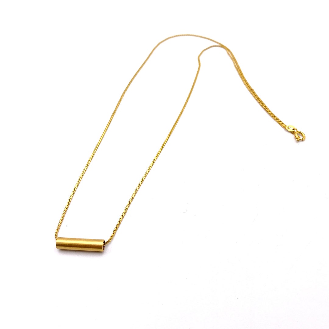 Golden Tube Pendant Necklace From the Kikinasu Collection Creation of ...