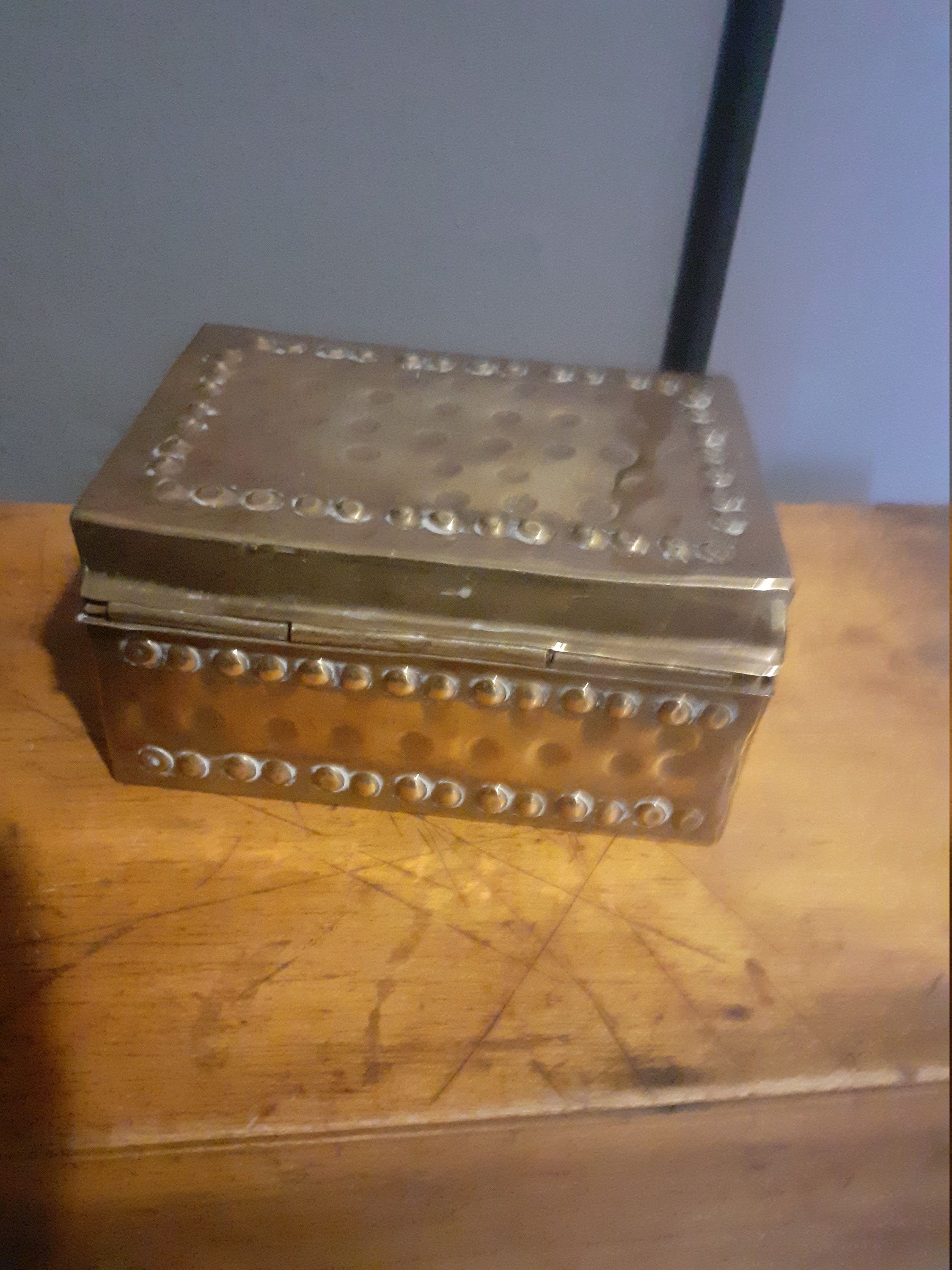 Vintage Brass Hinged Box, Hammered Indian Brass Box, Jewellery Box ...