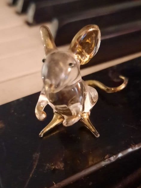 Vintage Glass Mouse, Glass Animal, Gold Mouse, Glass and Gold Tones ...