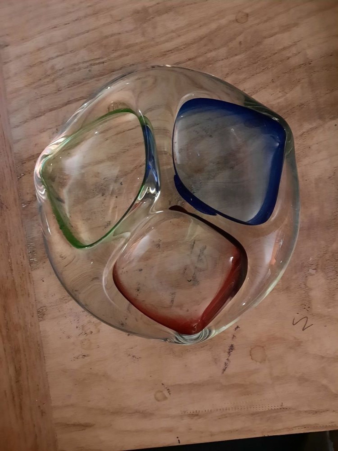 Murano Tri Colour, Glass Bowl, Dish, Ashtray, Mid Century Glass, Chunky ...