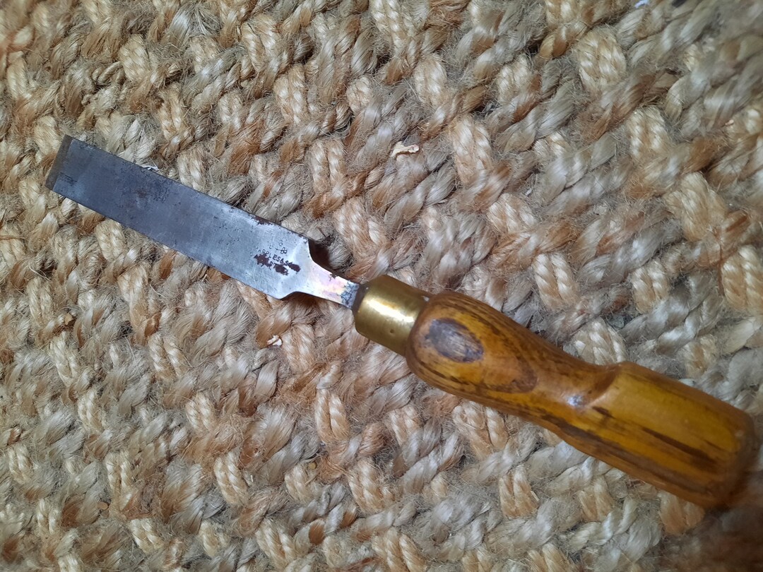 Vintage Chisel, Wood and Brass Woodworking Chisel, Joiners Chisel ...
