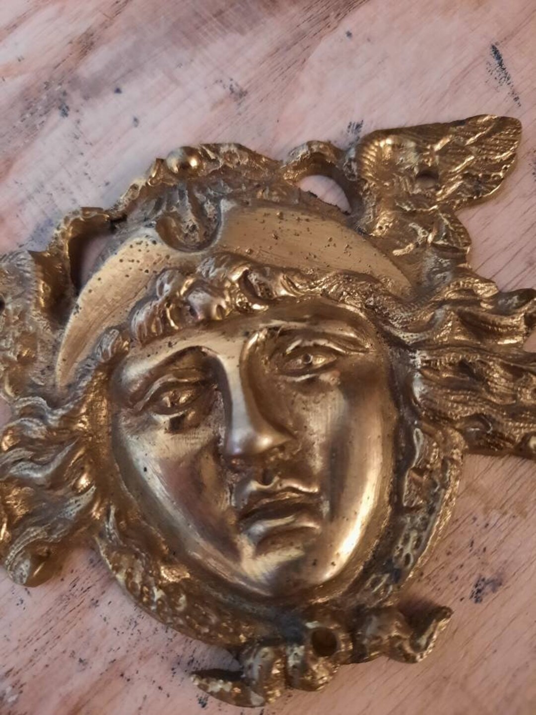 Antique Brass Ornate Rococo Brass Face Plaques, Interior Design ...